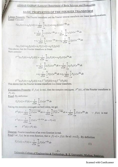 Solution Properties Of Fourier Transform Studypool
