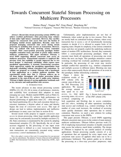 Pdf Towards Concurrent Stateful Stream Processing On Multicore Processors
