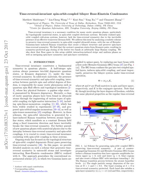 Pdf Time Reversal Invariant Spin Orbit Coupled Bilayer Bose Einstein