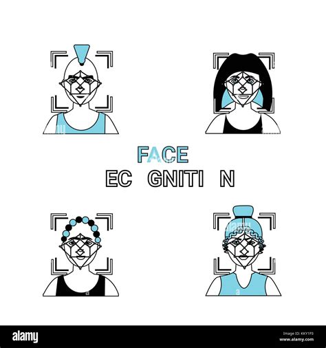 Face Recognition Icons Set Biometric Identification Access Identity Concept Stock Vector Image