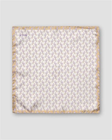피콕 프린트 실크 포켓 스퀘어 Eton
