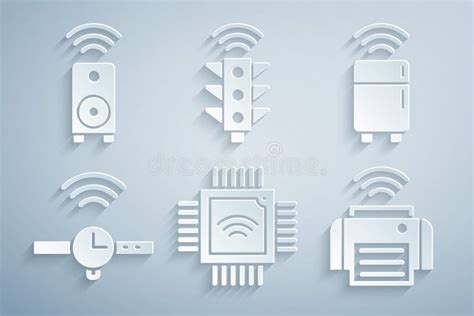 Set Processor With Microcircuits Cpu Smart Refrigerator Smartwatch