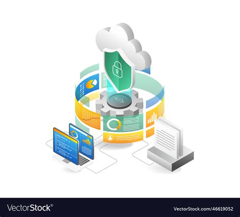 Concept D Isometric Of Cloud Server Security Vector Image