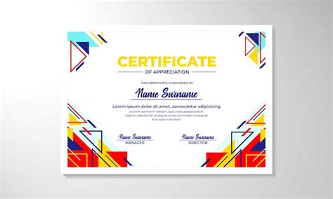 현대적인 평평한 인증서 디자인 템플릿 프리미엄 벡터