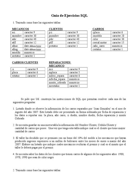 Guia Ejercicios Propuestos Resueltos Sql Pdf Sql Tabla Base De