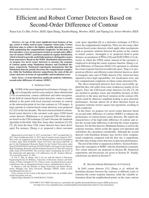 Pdf Efficient And Robust Corner Detectors Based On Second Order