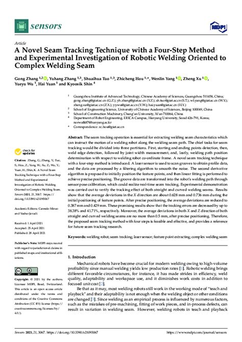 Pdf A Novel Seam Tracking Technique With A Four Step Method And Experimental Investigation Of