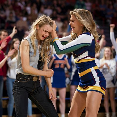 School Crowd Fight Cheerleader Pounds A Cowgirl By Bikemanrick On