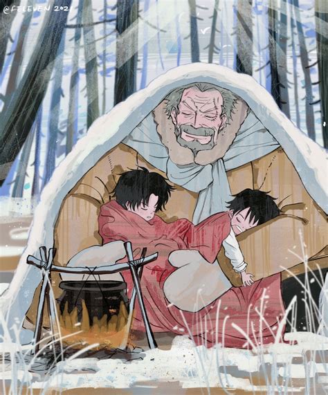 Monkey D Luffy Portgas D Ace And Monkey D Garp One Piece Drawn By Feleven Danbooru