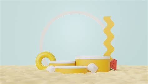 3d 연단은 여름 개념으로 제품 프레젠테이션을 의미합니다 화장품 광고를위한 받침대 플랫폼 0명에 대한 스톡 사진 및 기타 이미지 Istock