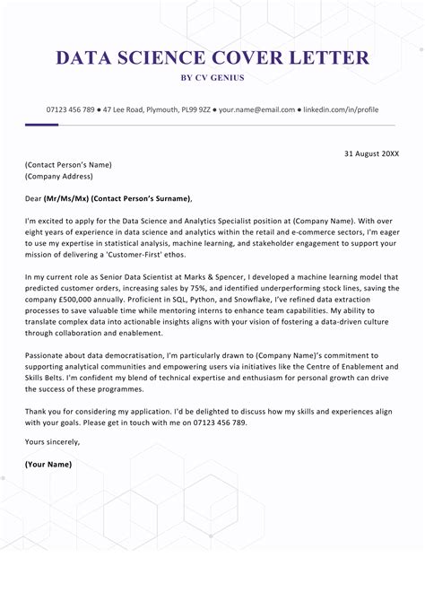 Data Science Cover Letter Example And Writing Tips For 2025