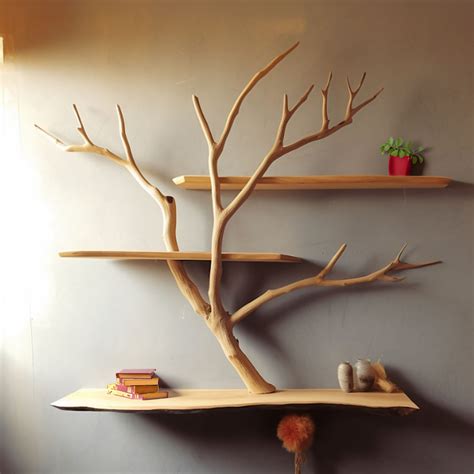 Tree Branch Floating Corner Shelf Solid Wood Wall Mount Bookcase Live Edge Shelving Home Art Etsy