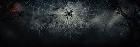 Real Creepy Spider Webs On Banner Halloween Stock Illustration Illustration Of Spider