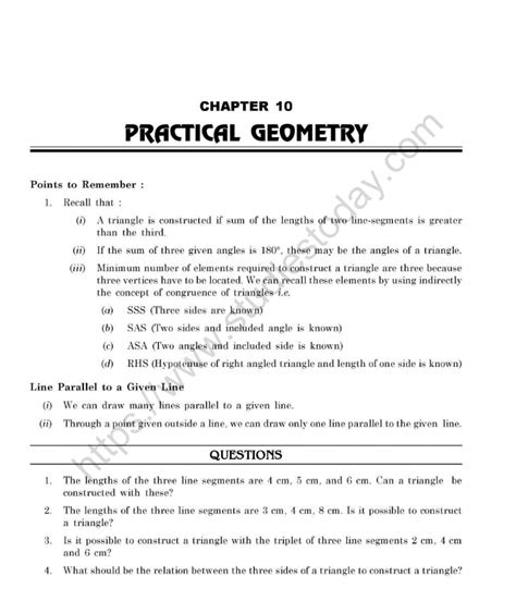 Cbse Class 7 Mental Maths Practical Geometry Worksheet