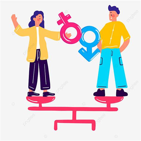 Gender Equality Clipart Vector Cartoon Hand Drawn Libra Gender