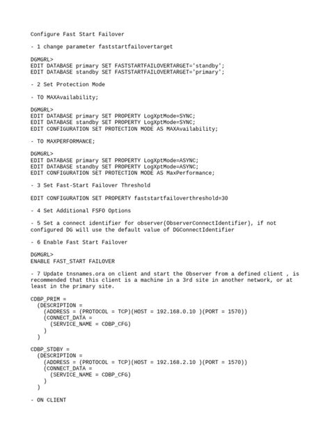 Fast Start Failover Config Pdf