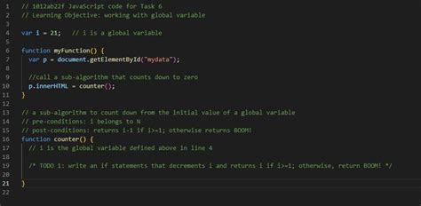 Solved In Task6js Declare A Global Variable A Global