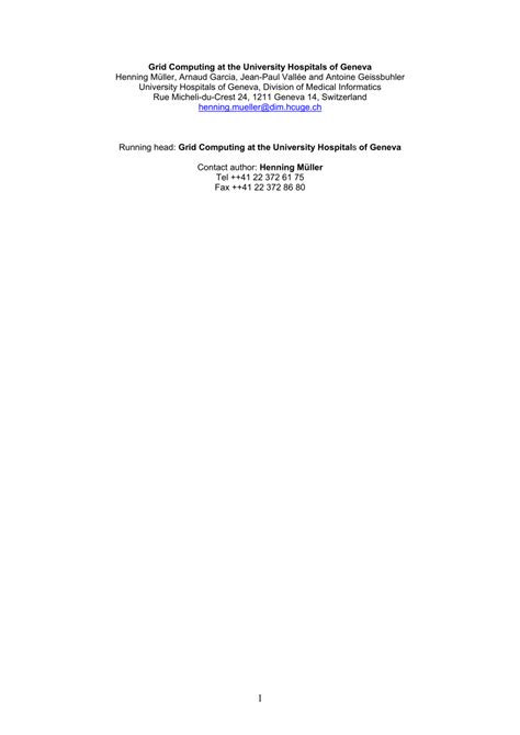 pdf grid computing at the university hospitals of geneva
