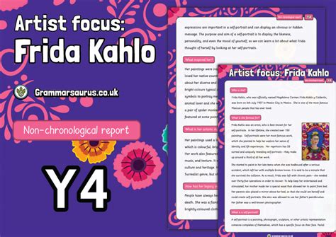 Year 4 Model Text Non Chronological Report Frida Kahlo Grammarsaurus