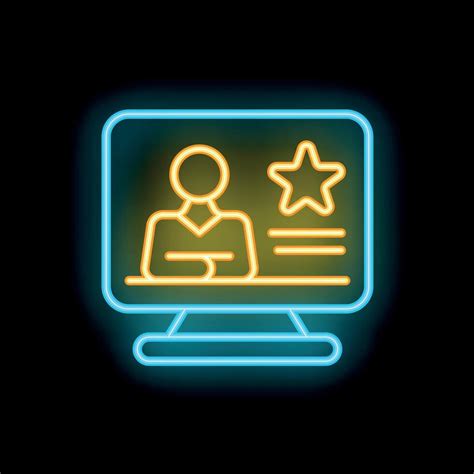 Neon Icon Of Computer Screen Displaying User Profile Information With