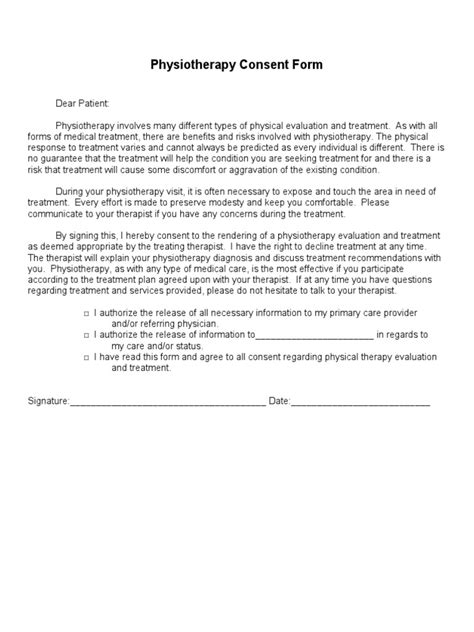 Physiotherapy Consent Form Pdf