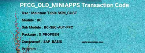 Pfcgoldminiapps Sap Tcode For Maintain Table Ssmcust