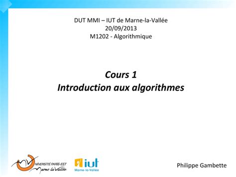 Cours 1 Introduction Aux Algorithmes