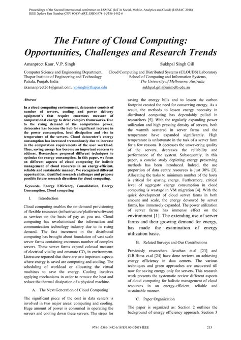 Pdf The Future Of Cloud Computing Opportunities Challenges And