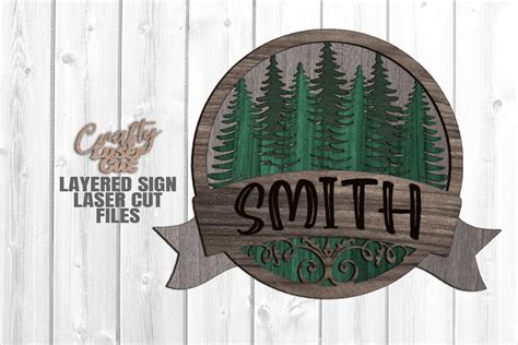 Monogram Tree SVG Laser Cut Files Tree Round Layered Sign Etsy