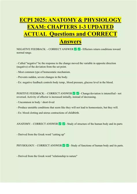 Ecpi 2025 Anatomy And Physiology Exam Chapters 1 3 Updated Actual