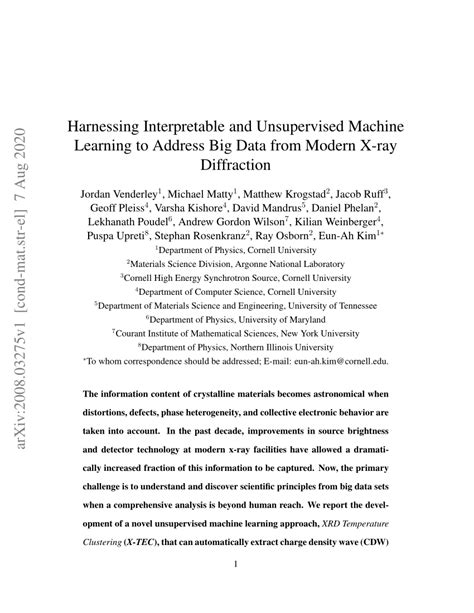 Pdf Harnessing Interpretable And Unsupervised Machine Learning To Address Big Data From Modern