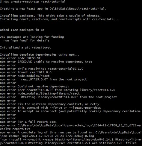 React 리액트 프로젝트 생성 시 에러 발생
