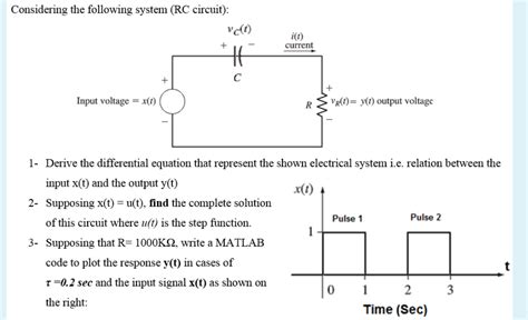 Solved Considering The Following System Rc Circuit Vct