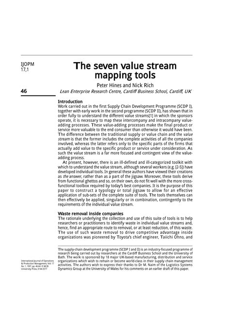 The Seven Value Stream Mapping Tools PDF Download Available