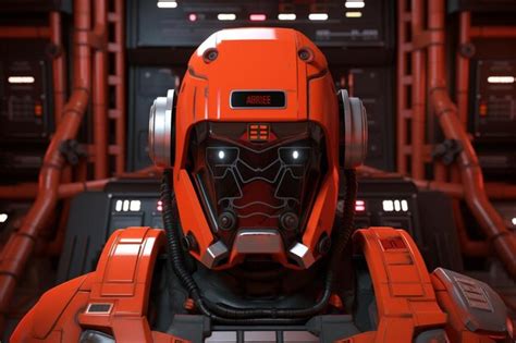 Premium Photo D Rendering Robot With Hud Graphic Display