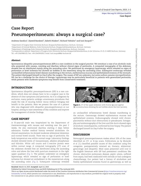 Pdf Pneumoperitoneum Always A Surgical Case