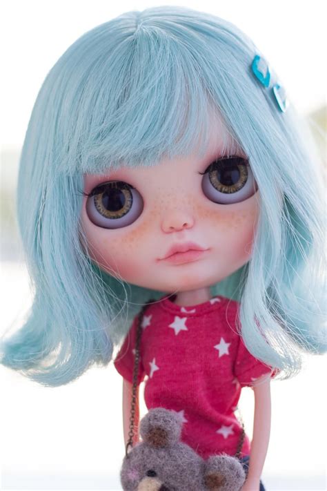 Custom Blythe Takara Doll Blue Hair Doll Ooak Blythe Girl Etsy