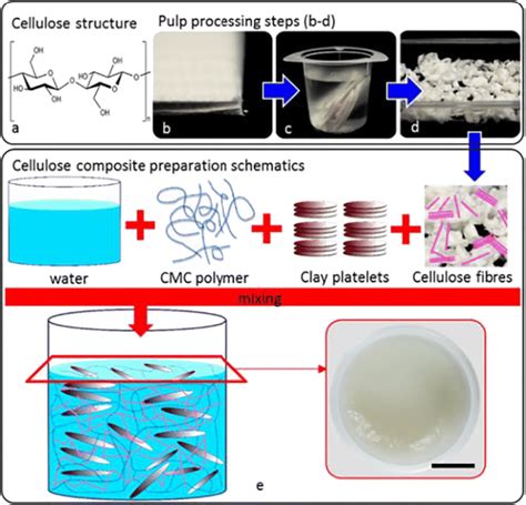 A Cellulose Structure Bd Cellulose Processing E Schematics Of Mixing