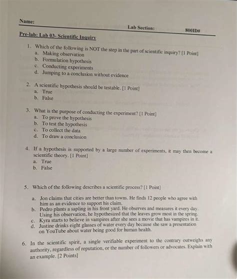 Solved Name Lab Section Pre Lab Lab 03 Scientific Chegg Com