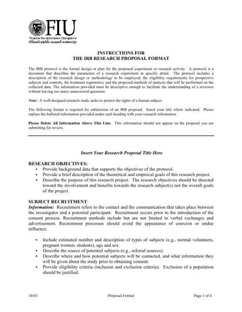 Irb Research Proposal Format Form