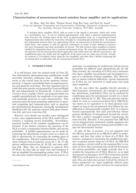 Pdf Characterization Of A Measurement Based Noiseless Linear