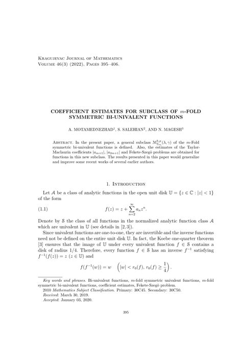 PDF Coefficient Estimates For A General Subclass Of M Fold Symmetric Bi Univalent Functions