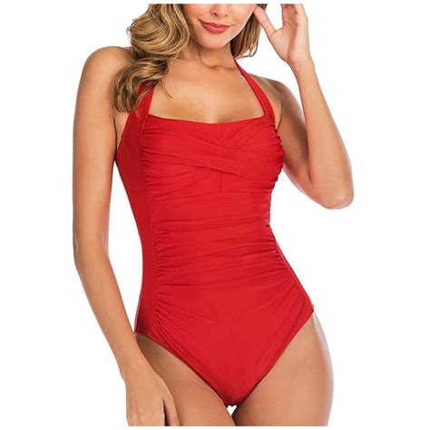 Womens Swimsuits Vintage Padded Push Up One Piece Swimsuits Tummy