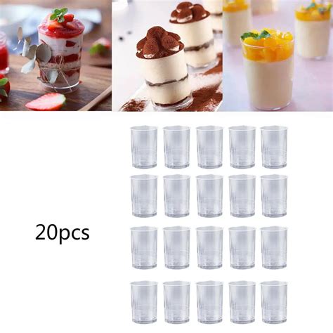 일회용 둥근 투명 푸딩 플라스틱 컵 20 개 두꺼운 무스 케이크 디저트 푸딩 젤리 용기 컵disposable Party Tableware Aliexpress