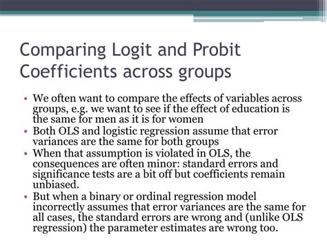 Ppt Comparing Logit And Probit Coefficients Between Models And Across Groups Powerpoint