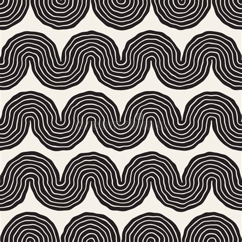 Wavy Stripes Vector Seamless Pattern Retro Wavy Engraving Texture Geometric Lines Design