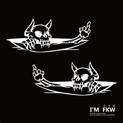 反光屋fkw 反光貼紙 中指骷髏