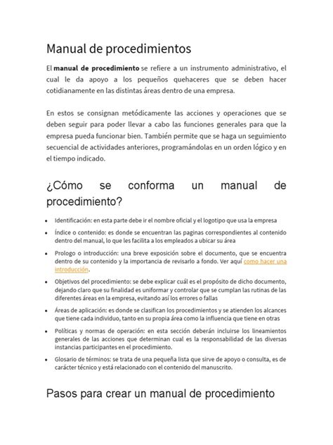 Manual De Procedimientos Pdf Business