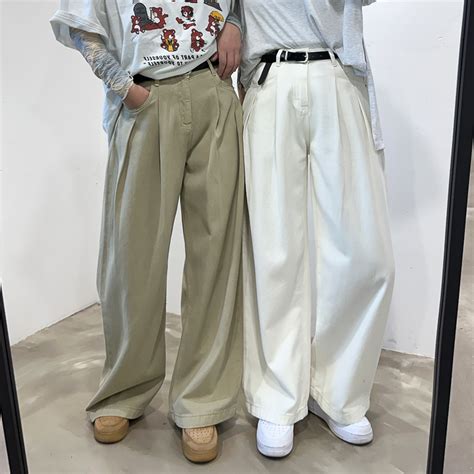 스터커 벨트SET 클래식 핀턱 코튼 와이드 팬츠 S M