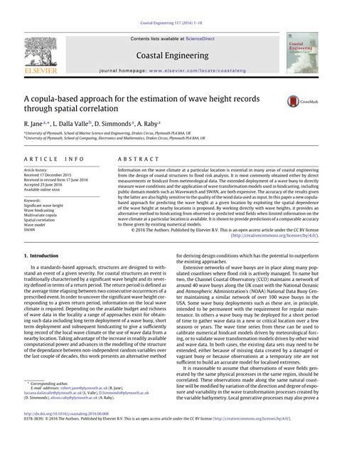 Pdf A Copula Based Approach For The Estimation Of Wave Height Records